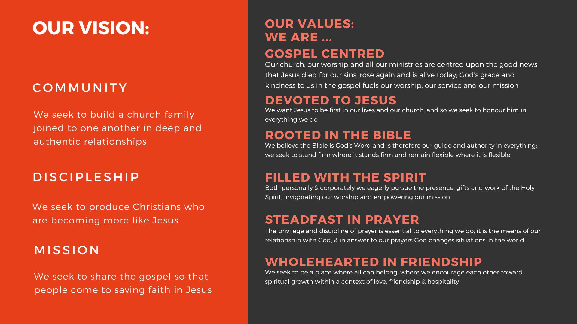 Our Vision & Values - The Community Church